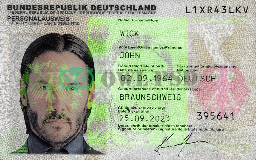 Owl PSD High Quality Fake Template Germany ID Card Template 2010